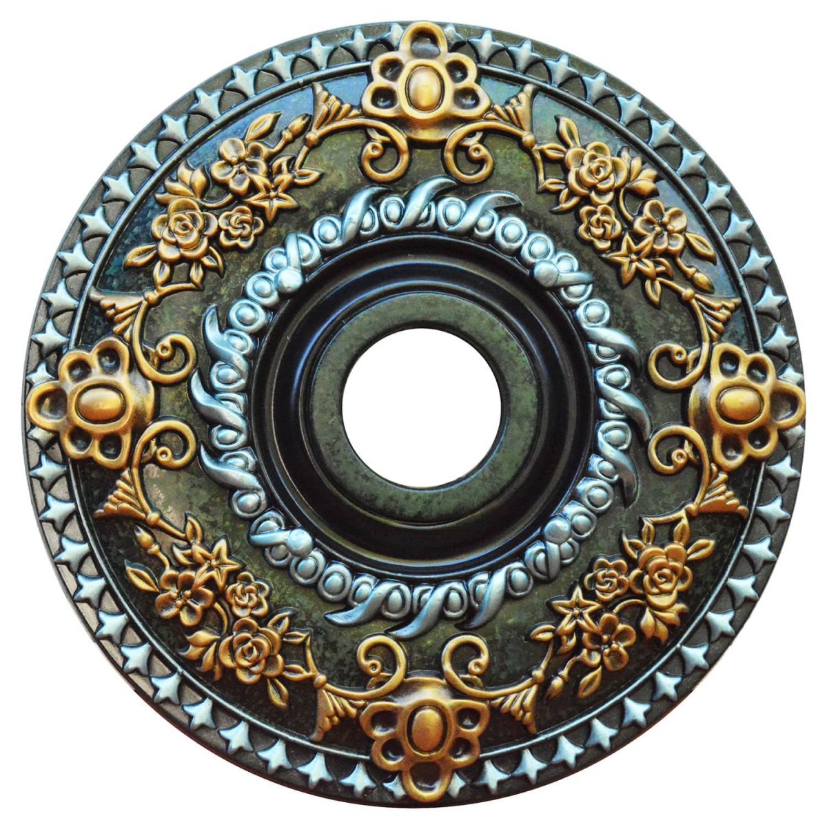 Hand Painted Ceiling Medallion 30 in. Finished in Bronze, Copper, Gold