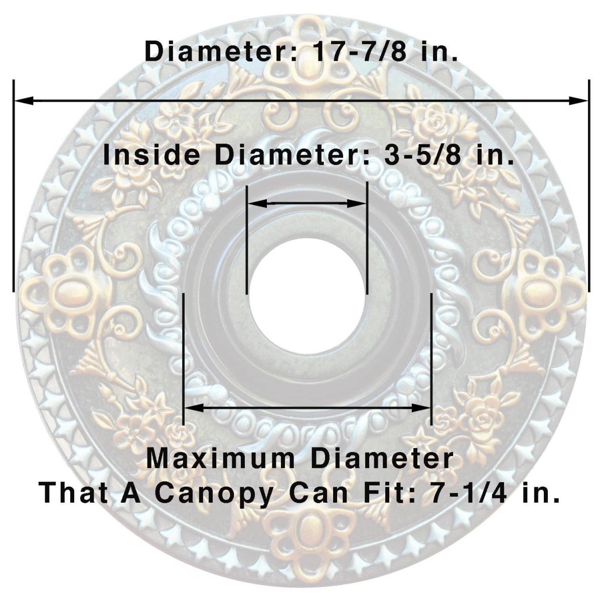 Hand Painted Ceiling Medallion 30 in. Finished in Bronze, Copper, Gold