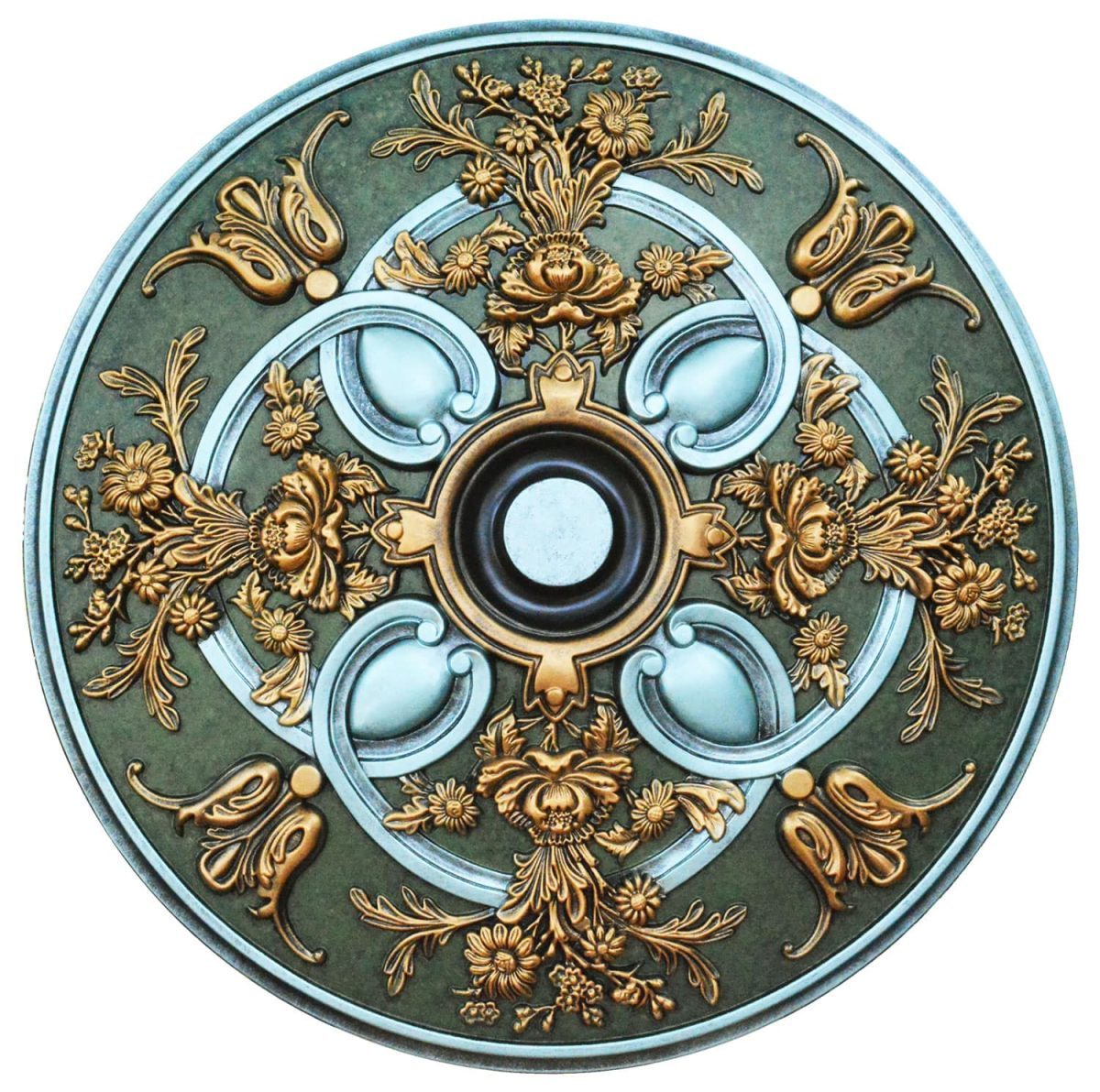 Hand Painted Ceiling Medallion 30 in. Finished in Bronze, Copper, Gold