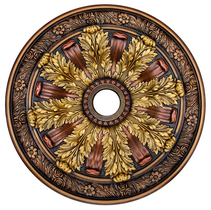 Hand Painted Ceiling Medallion 30 in. Finished in Bronze, Copper, Gold