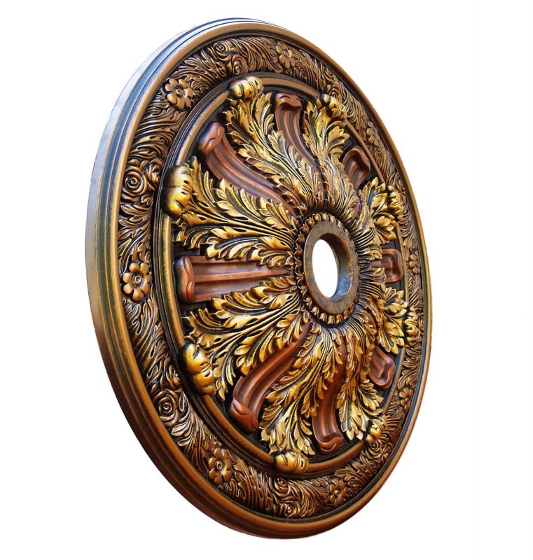 Hand Painted Ceiling Medallion 30 in. Finished in Bronze, Copper, Gold